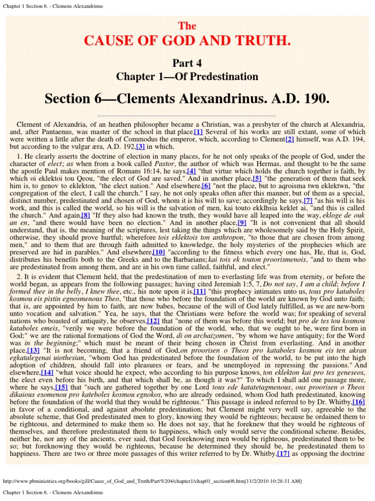 Chapter 1 Section 6. - Clemens Alexandrinus | PDF | Clement Of Alexandria | Predestination