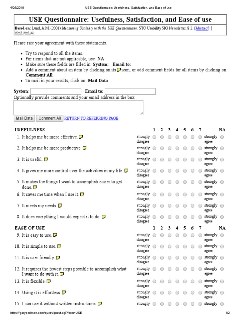 USE Questionnaire_ Usefulness, Satisfaction, And Ease of Use ...
