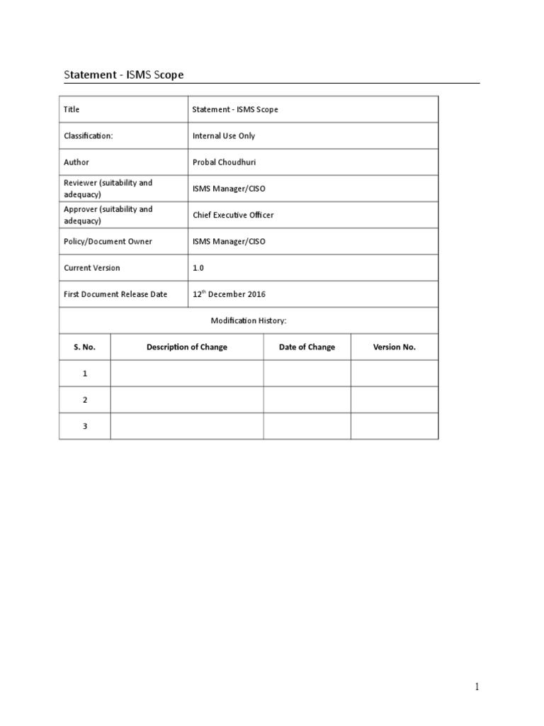 Statement ISMS Scope | Information Technology | Computing