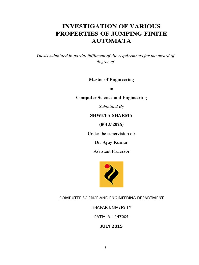 Investigation of Various Properties of Jumping Finite Automata | PDF | Formalism (Deductive ...
