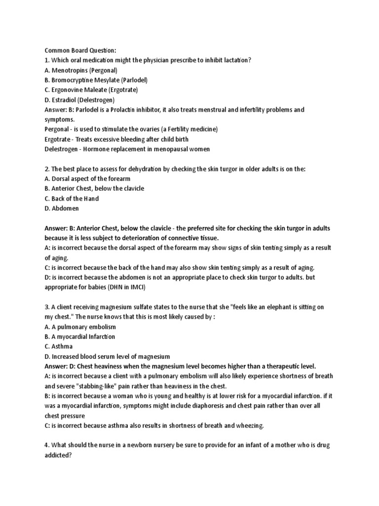 Common Board Question | PDF | Myocardial Infarction | Medical Specialties