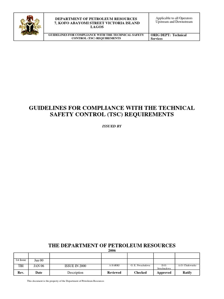 Guidelines For Compliance With The Technical Safety Control TSC ...