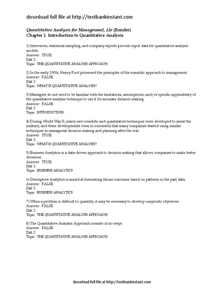 Chapter 1 Introduction To Quantitative Analysis | PDF | Mathematical ...
