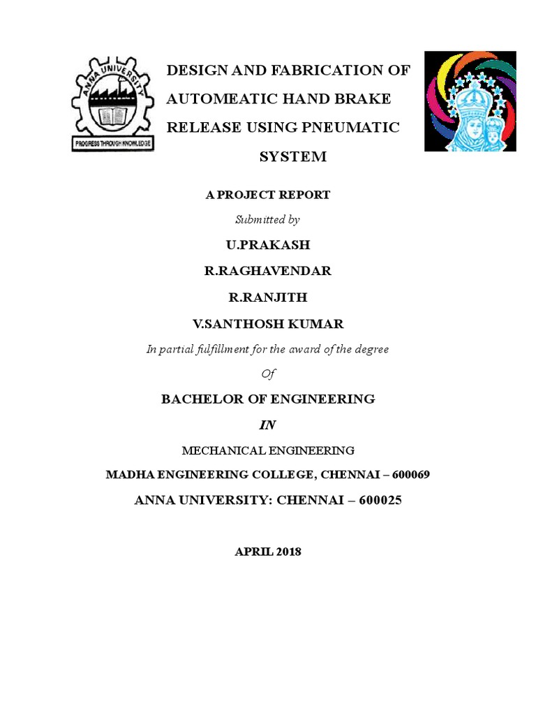 Automatic hand brake release using pneumatic system | PDF | Machines ...