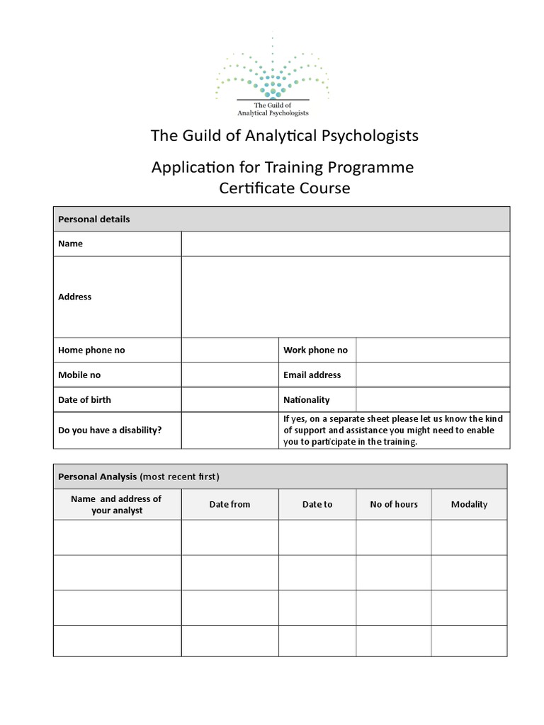 Application For Training | PDF | Psychologist | Psychotherapy