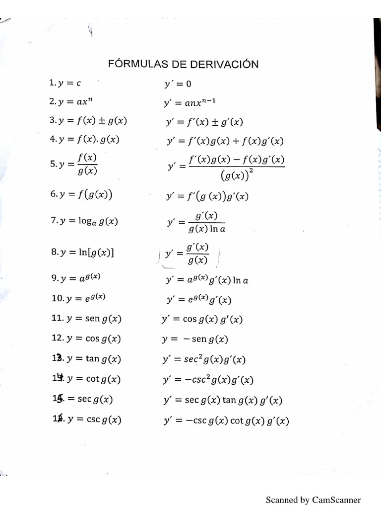 Formulas Derivadas | PDF