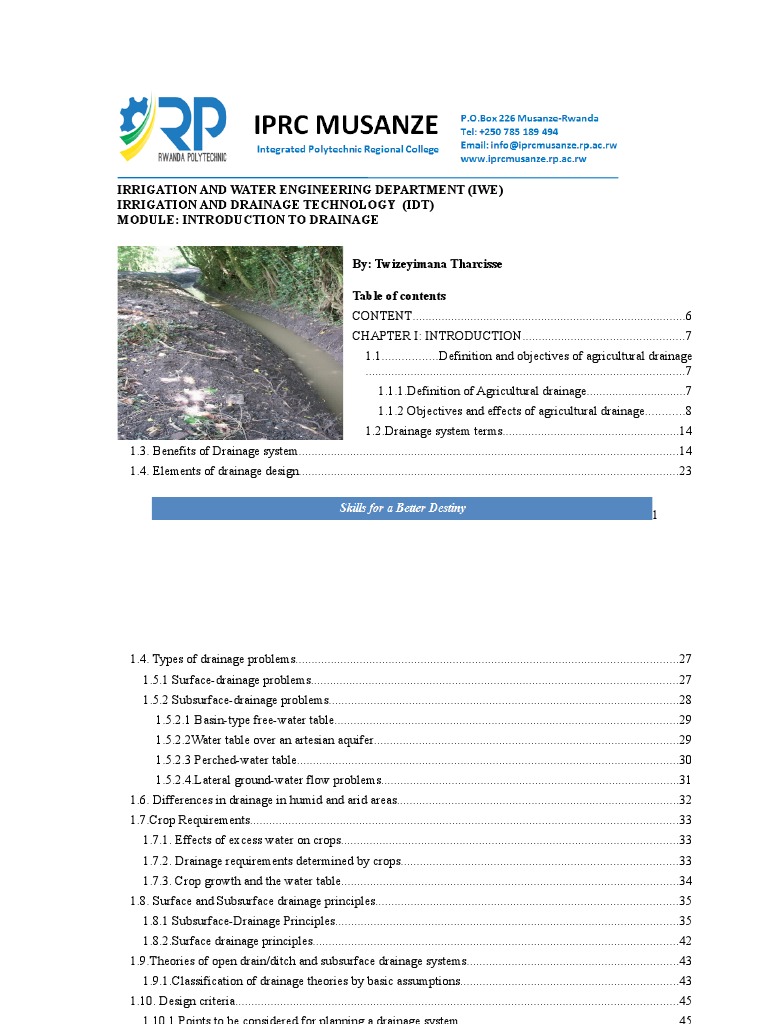 Introduction To Drainage Notes | PDF | Drainage | Soil