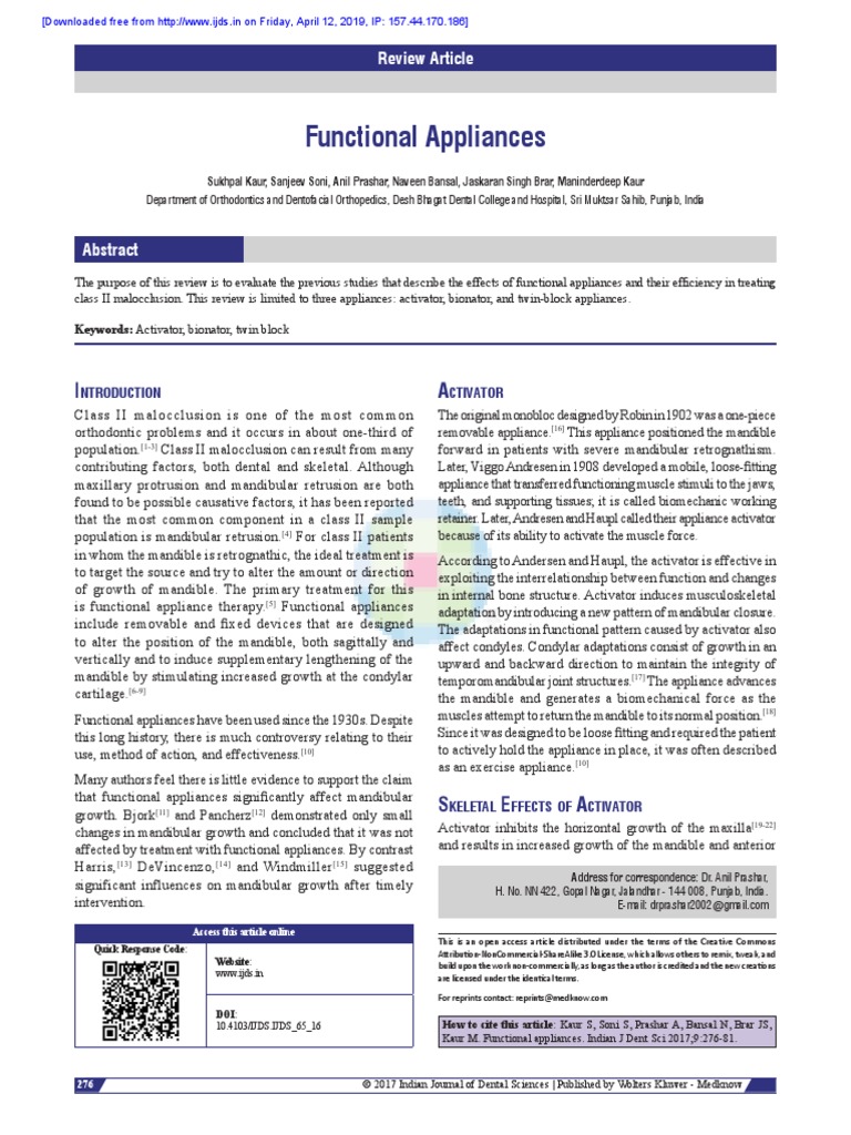 Activator Bionator Twin Block Pdf Orthodontics Dental Anatomy
