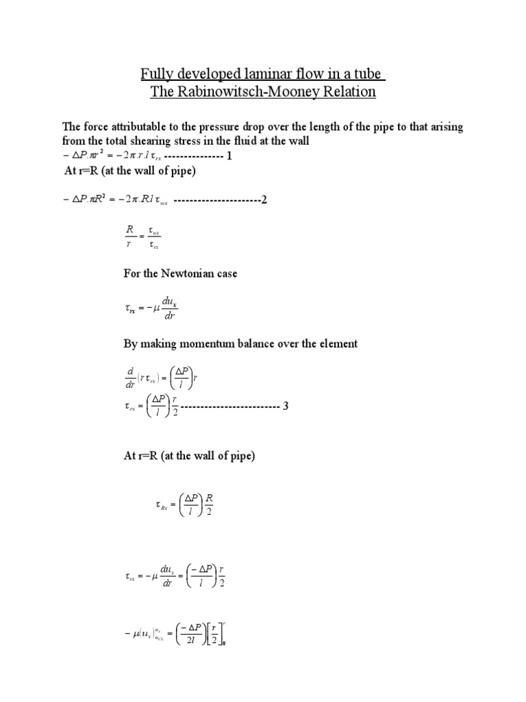 Rabinowitch Mooney Equation | Download Free PDF | Shear Stress | Fluid ...