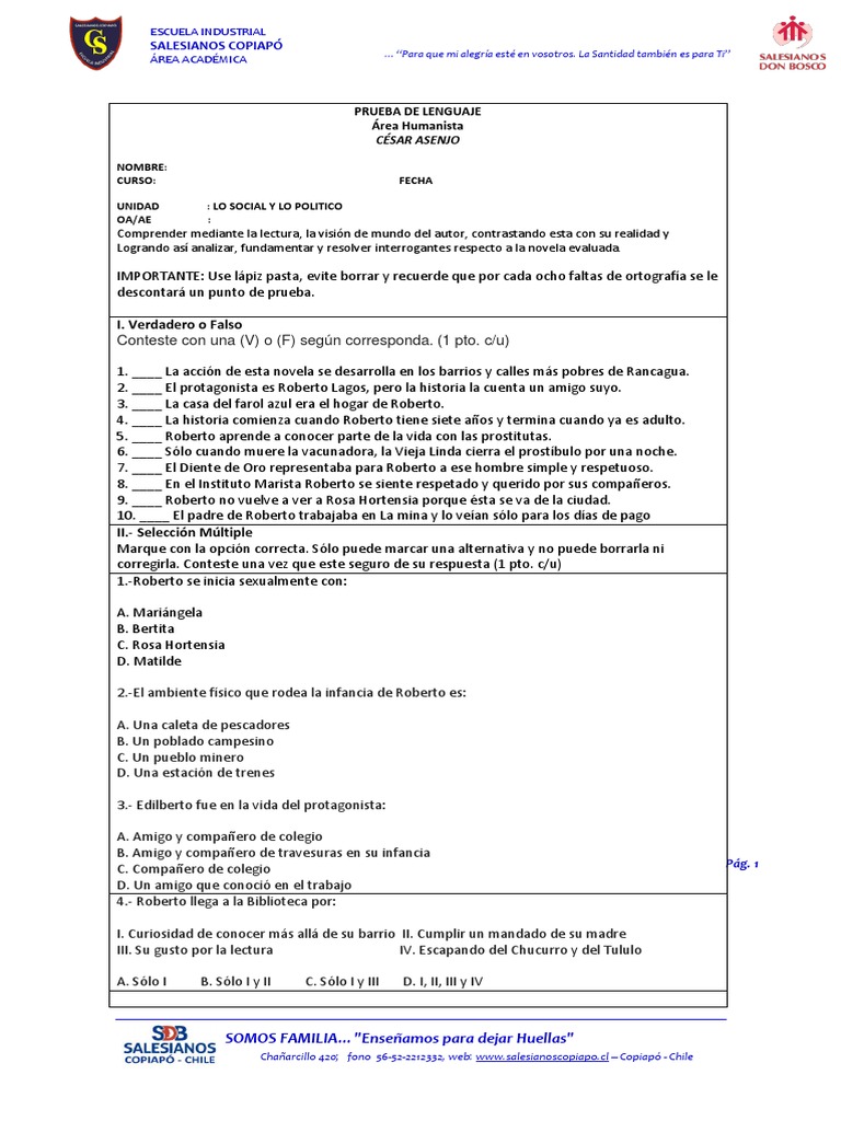 Prueba La Vida Simplemente, Oscar Castro | PDF