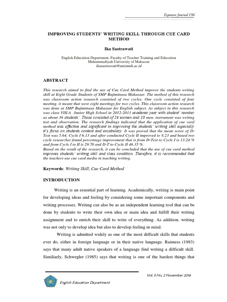 Improving Students Writing Skill Through E4c90498 | PDF | Idea | Teachers