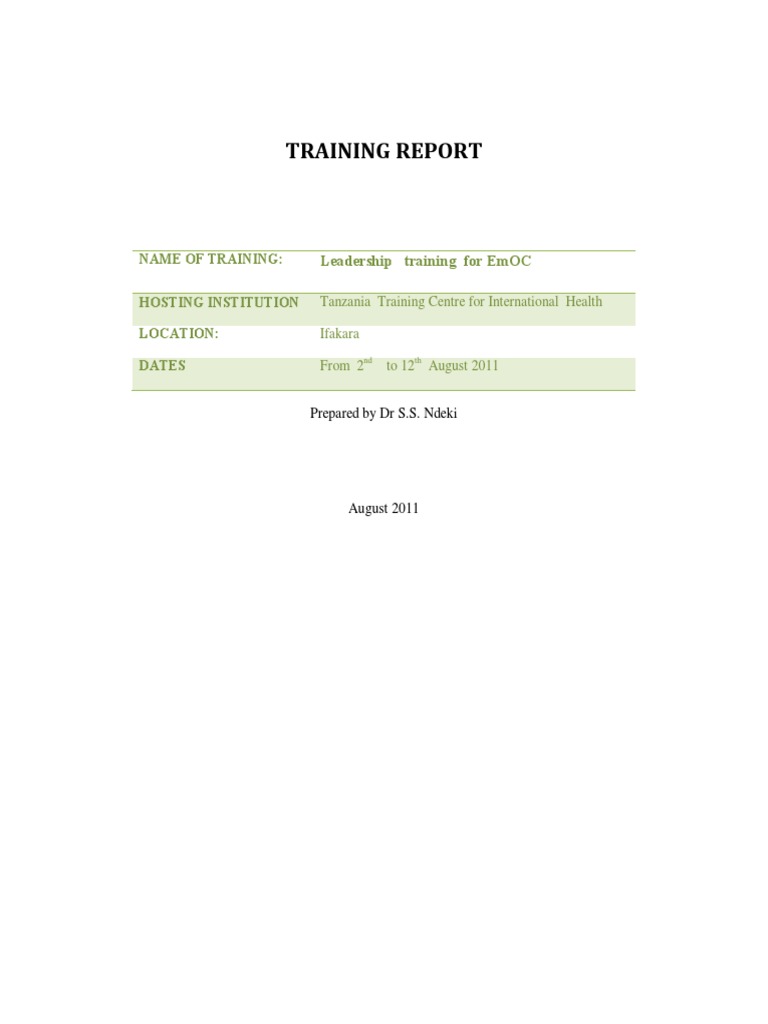 Training Final Report - Tanzania | PDF | Leadership | Health Care