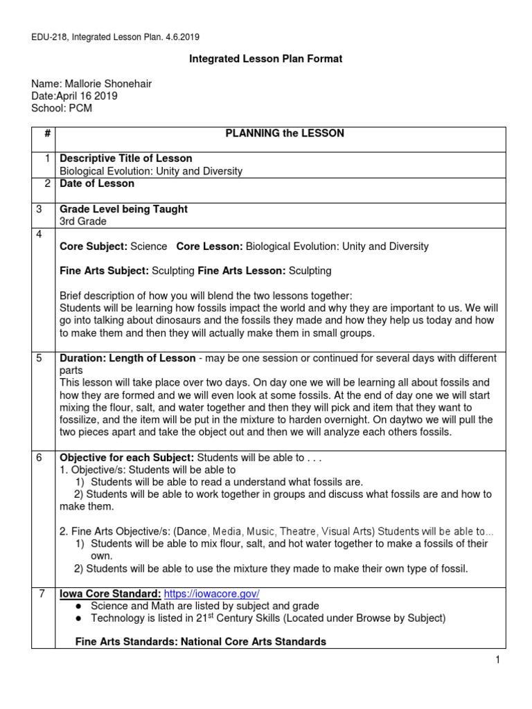 Integrated Lesson Plan 1 | Download Free PDF | English As A Second Or ...