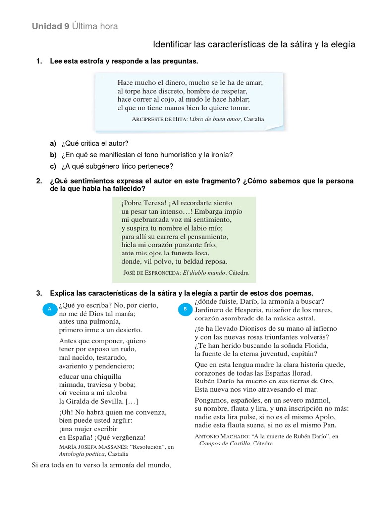 Características de la sátira y elegía | PDF | Sátira | Poesía