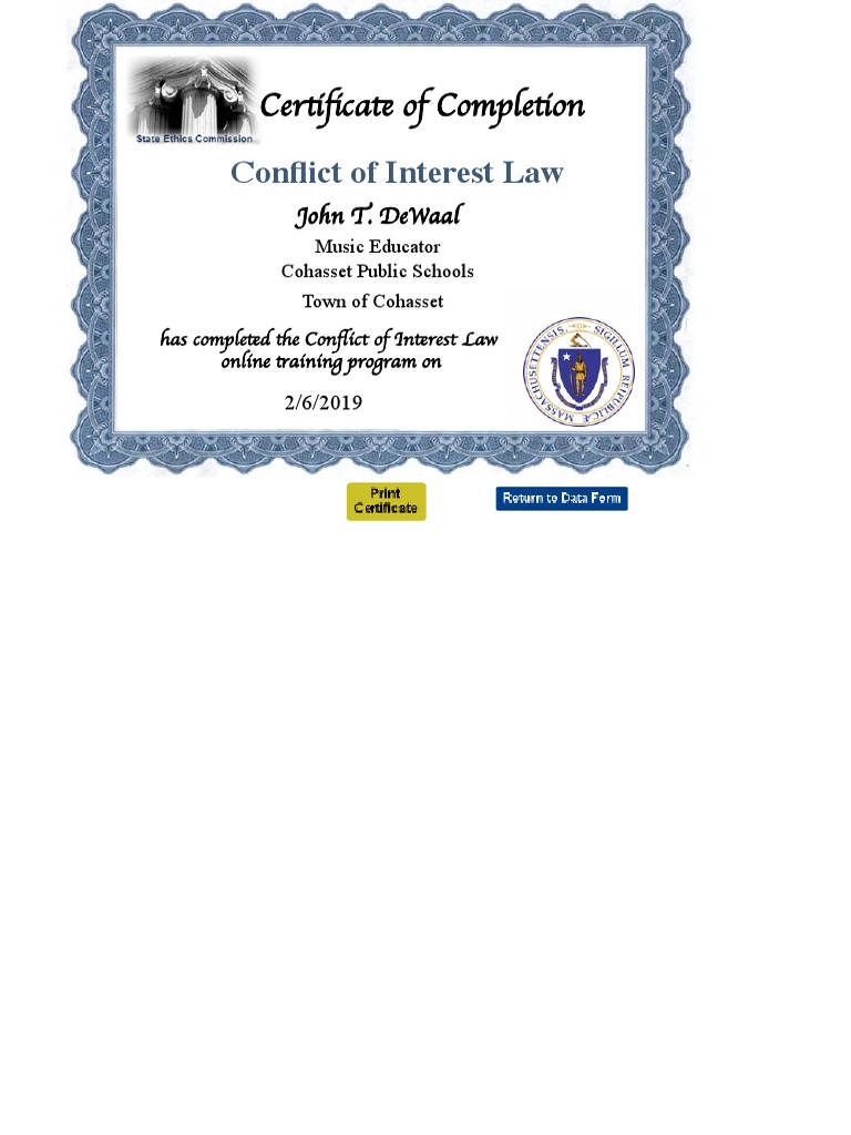 Conflict of Interest Certificate | PDF
