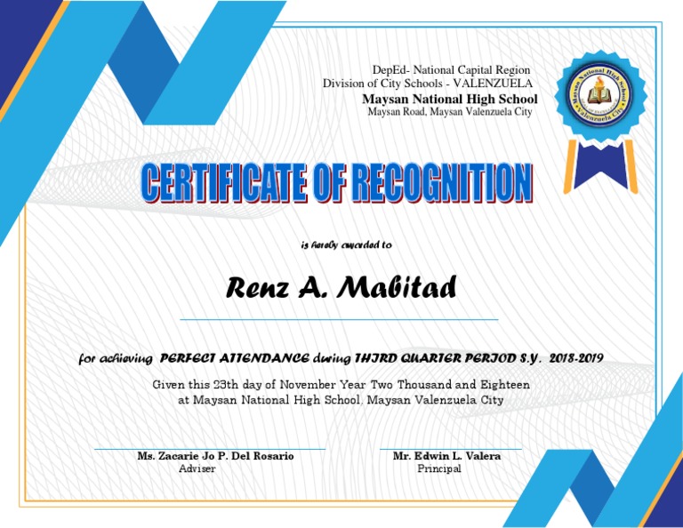 Renz A. Mabitad: Deped-National Capital Region Division of City Schools - Valenzuela | PDF