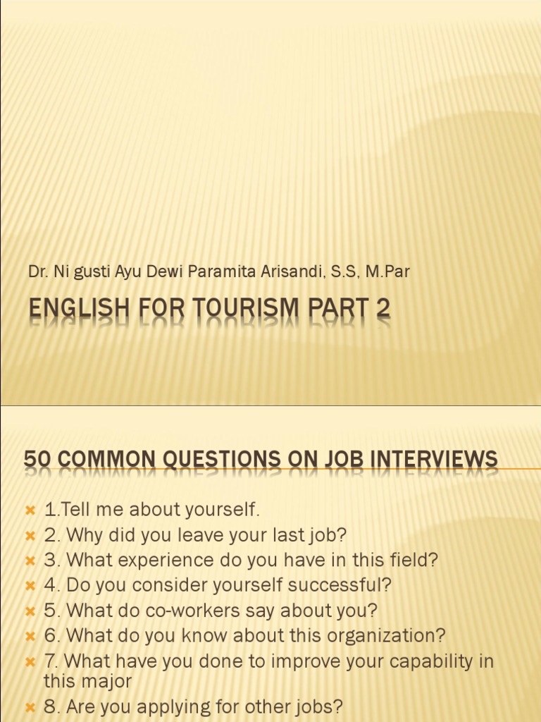 English For Tourism Part 2 | PDF
