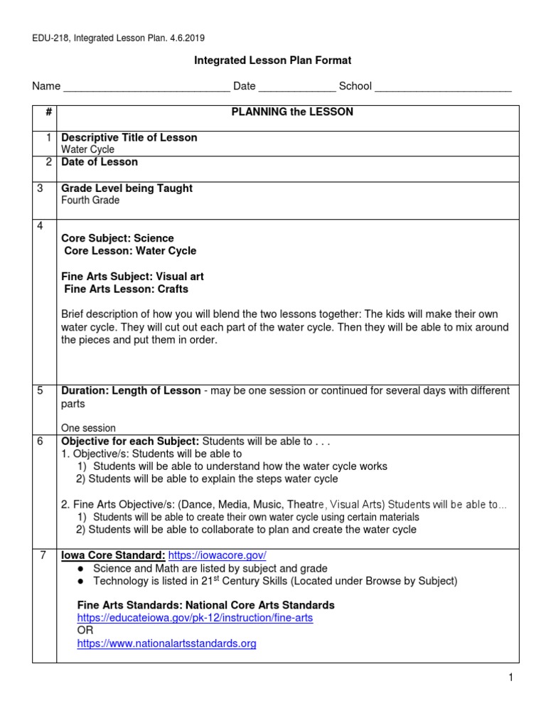Integrated Lesson Plan 1 | PDF | Vocabulary | Teachers