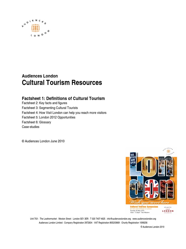 Cultural Tourism Definitions Resource 1 | PDF | Tourism