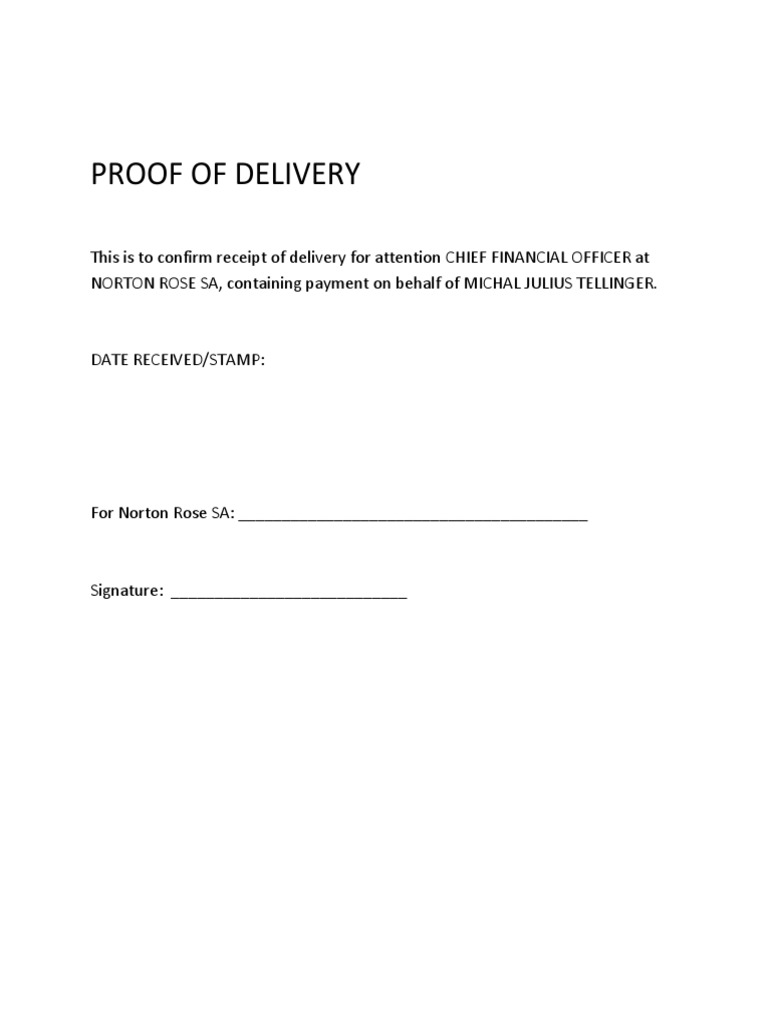 Proof of Delivery COVER LETTER | PDF