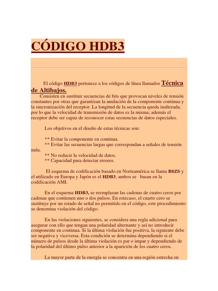 Código Hdb3: Técnica de Altibajos