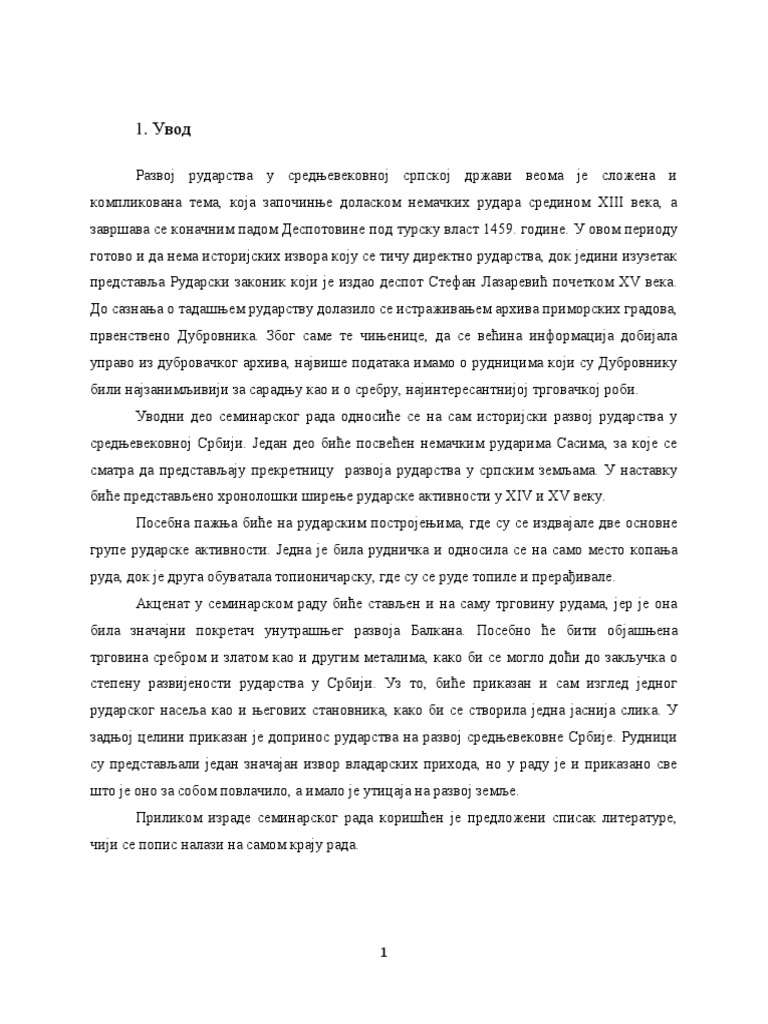 Rudarstvo U Srednjovekovnoj Srbiji | PDF