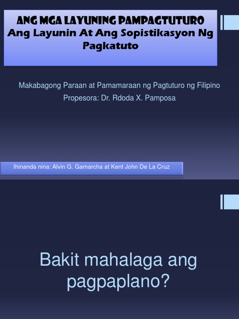 Ang Mga Layuning Pampagtuturo Reports On | PDF