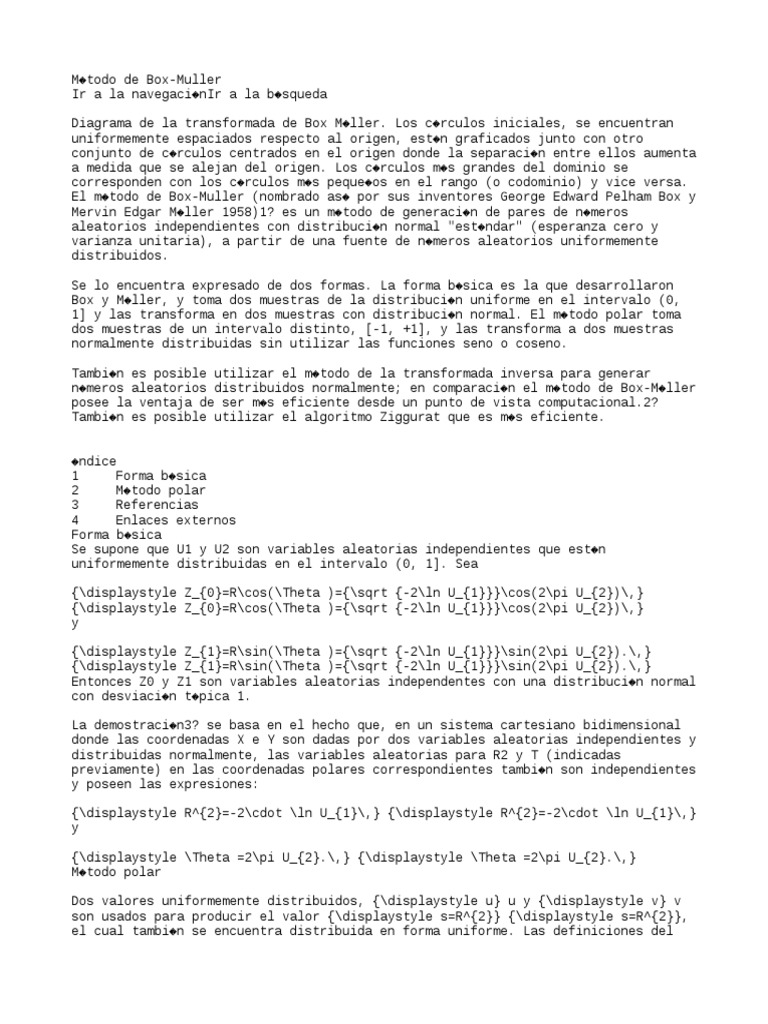 Método de Box-Muller | PDF | Conceptos matemáticos | Matemáticas Aplicadas