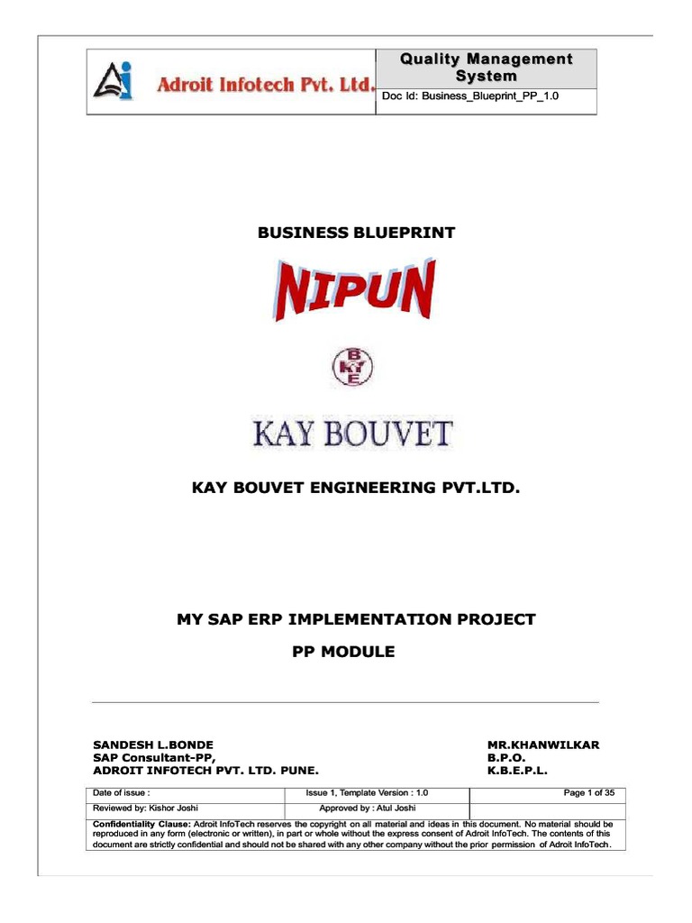 Sample Sap PP Business Blueprintdoc PDF | PDF | Sources | Evidence