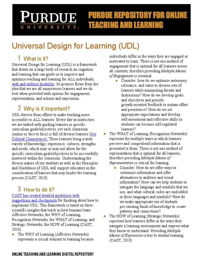 Universal Design For Learning Article | PDF | Goal | Learning