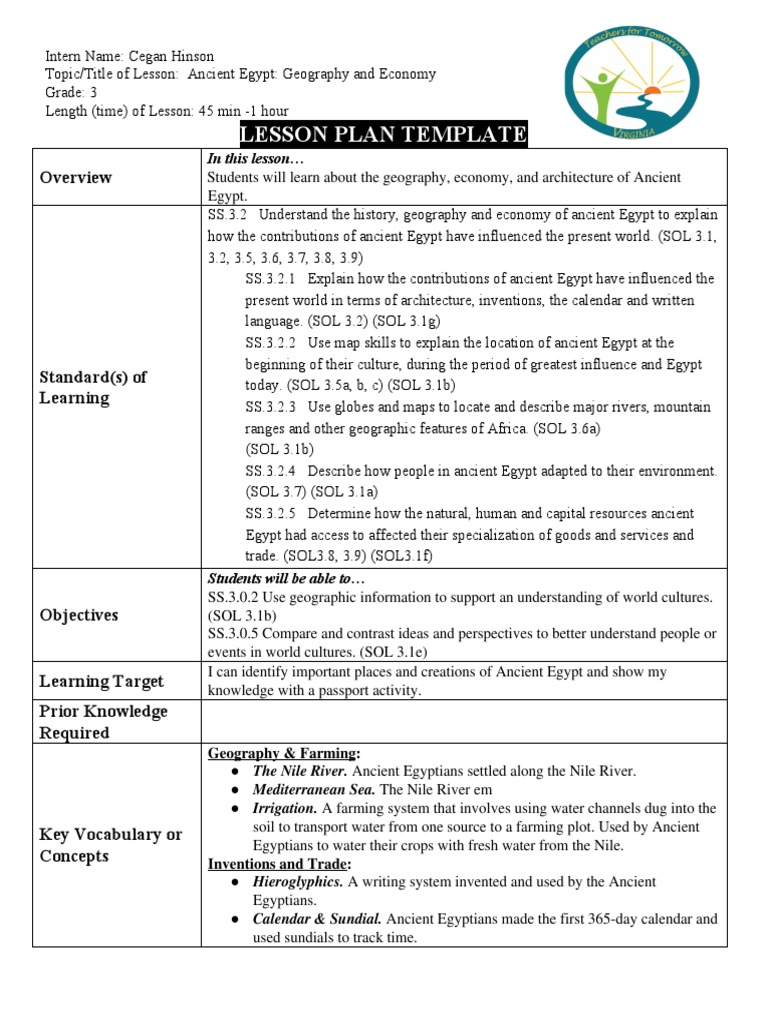 Ancient Egypt Lesson Plan Reflection | PDF | Ancient Egypt | Geography