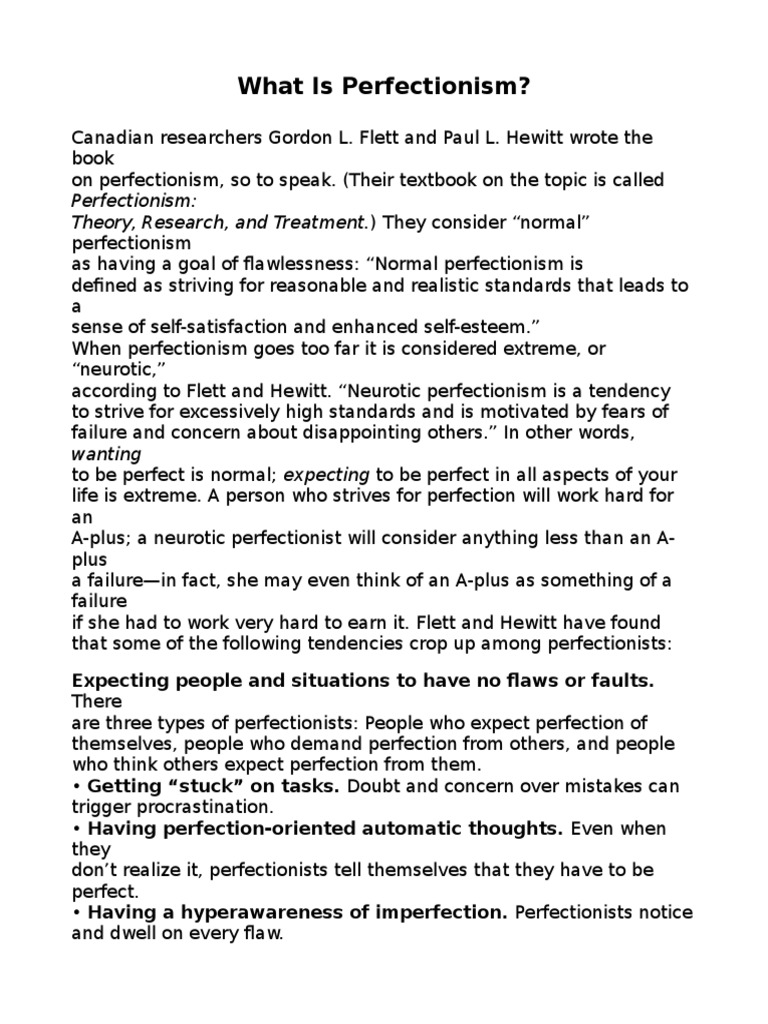 Understanding Perfectionism: Identifying Normal Versus Extreme ...