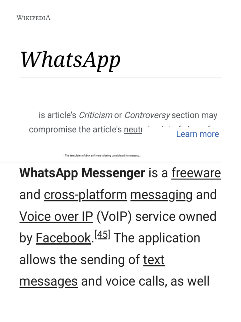 WhatsApp - Wikipedia PDF | PDF | Facebook | Computing