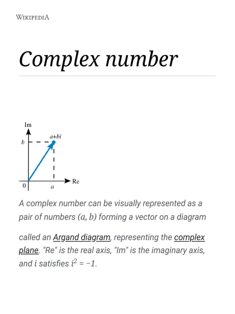 Complex Number - Wikipedia PDF | PDF | Complex Number | Field (Mathematics)