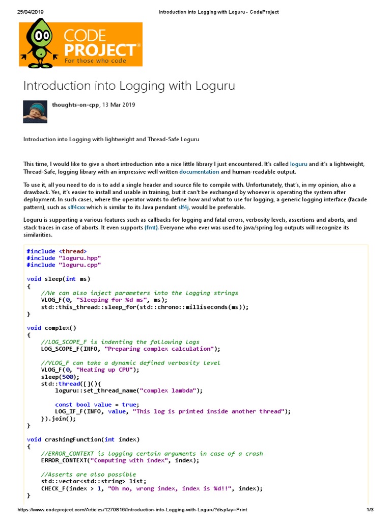 Introduction Into Logging With Loguru - CodeProject | PDF | Source Code | Information Technology ...