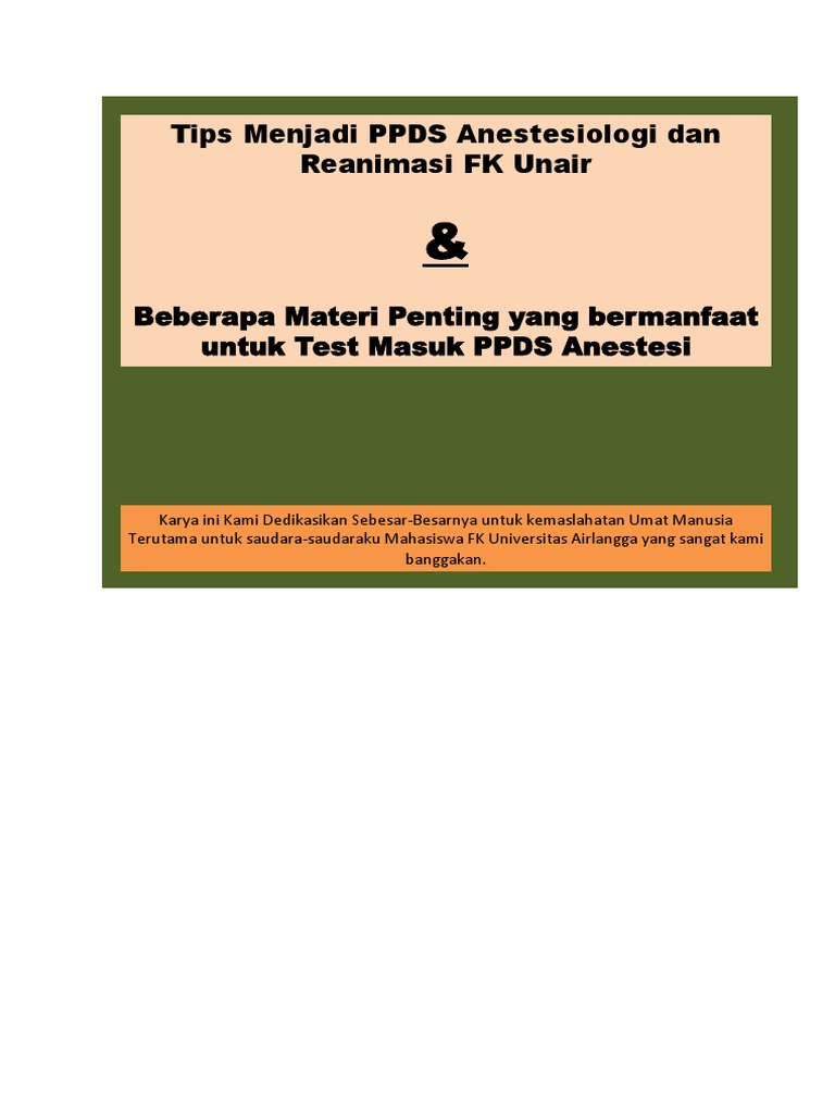 Tips Menjadi PPDS Anestesiologi Dan Reanimasi FK Unair PDF | PDF