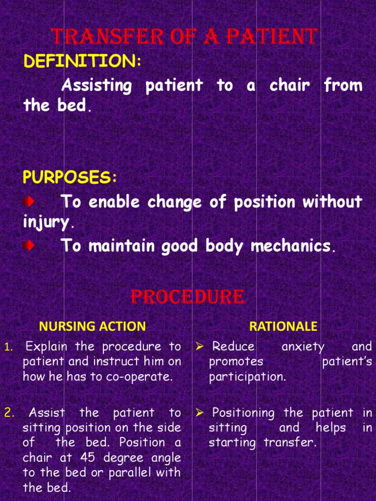 Transfer of A Patient | PDF | Anatomical Terms Of Motion