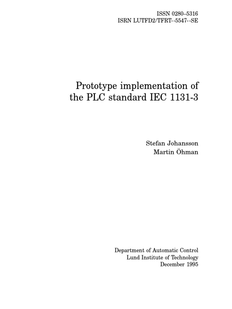 Prototype Implementation of The PLC Standard IEC 1131-3: Stefan ...