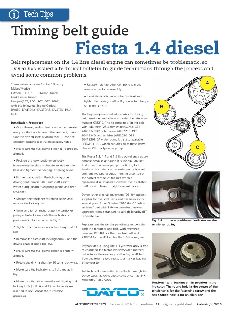 Timing Belt Guide Fiesta 14 Diesel | PDF | Belt (Mechanical) | Screw