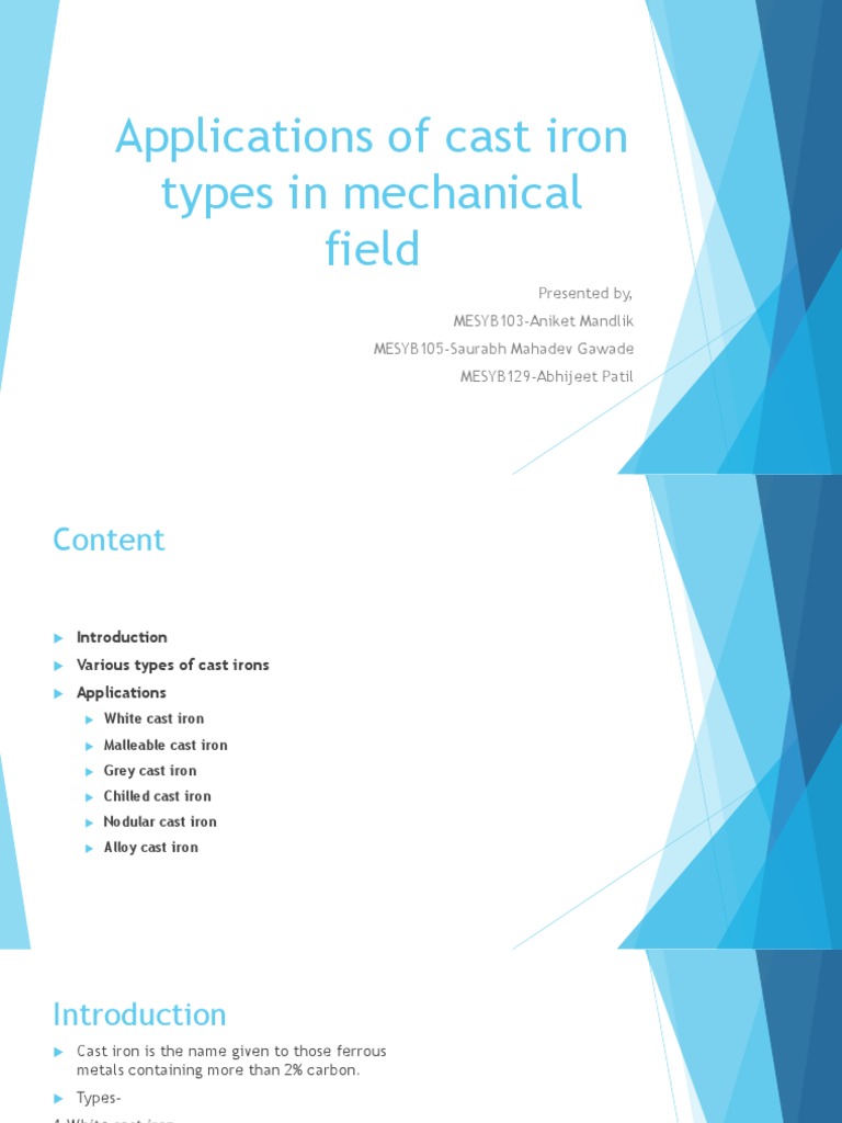 Applications of Cast Iron Types in Mechanical Field | PDF | Cast Iron ...