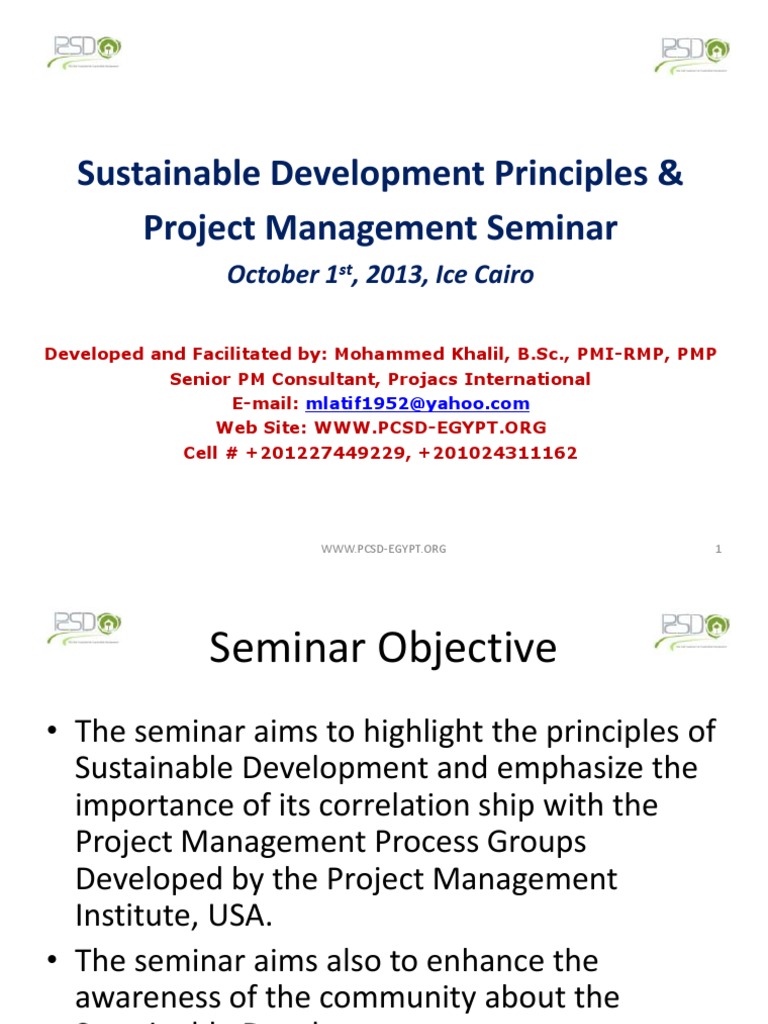 Sustainable Development Principles & Project Management Seminar | PDF ...