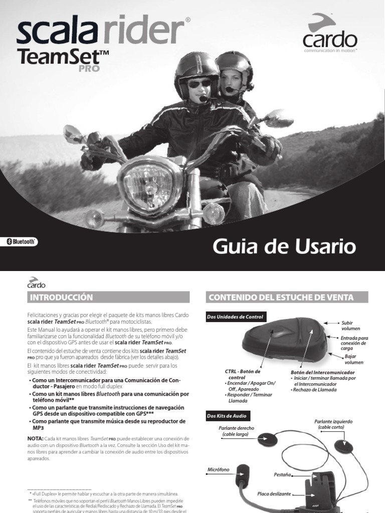 Manual Scala Rider TeamSet PRO PDF | PDF | Bluetooth | Teléfonos móviles