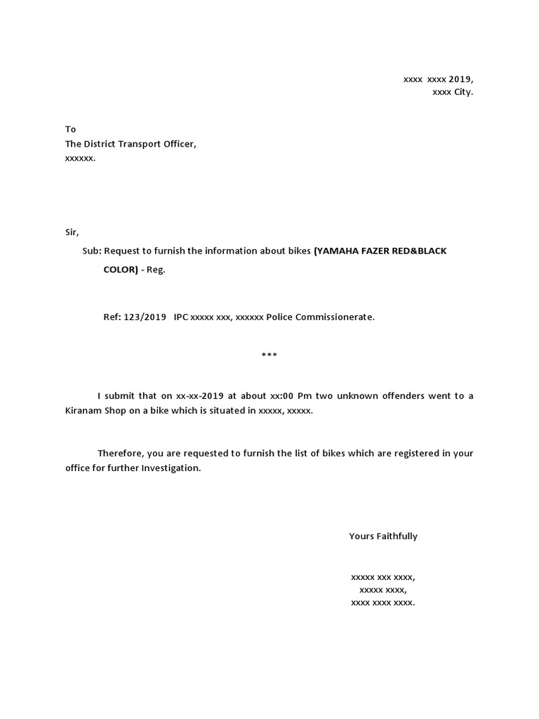 Request for Bike Registration Info | PDF