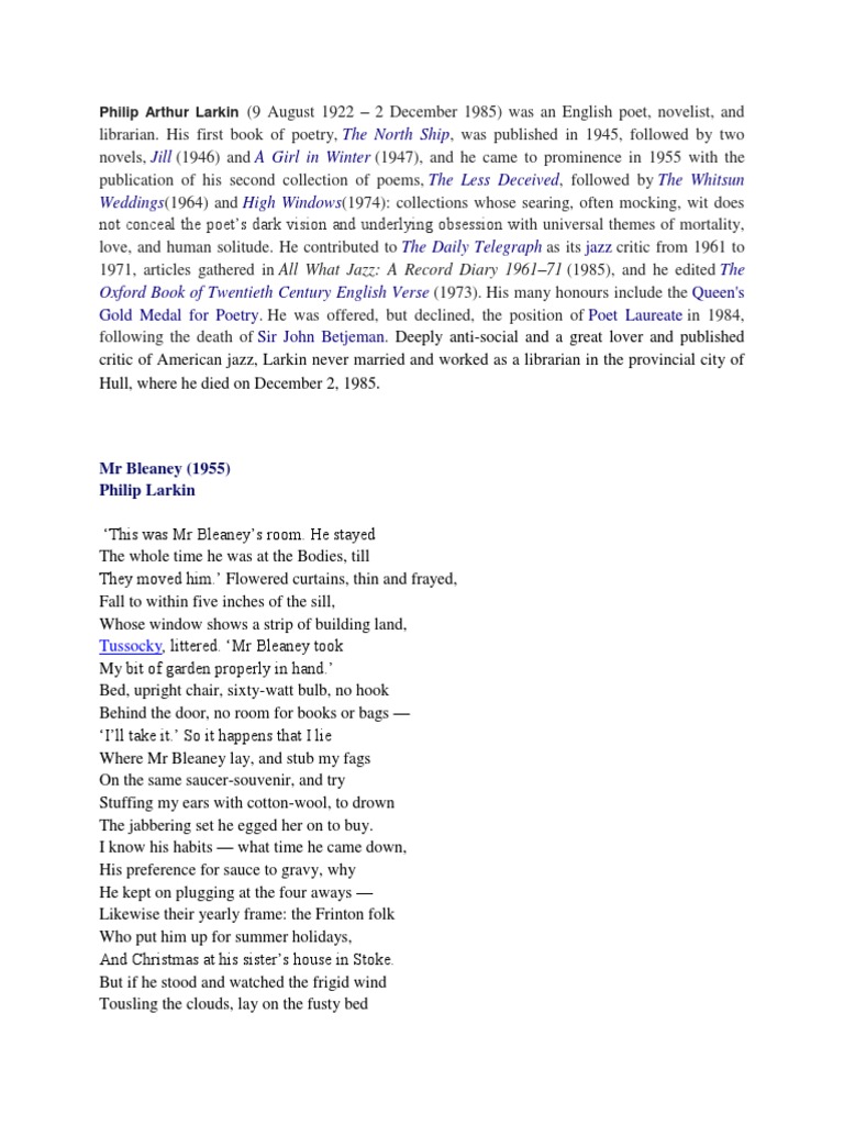 Philip Arthur Larkin | PDF
