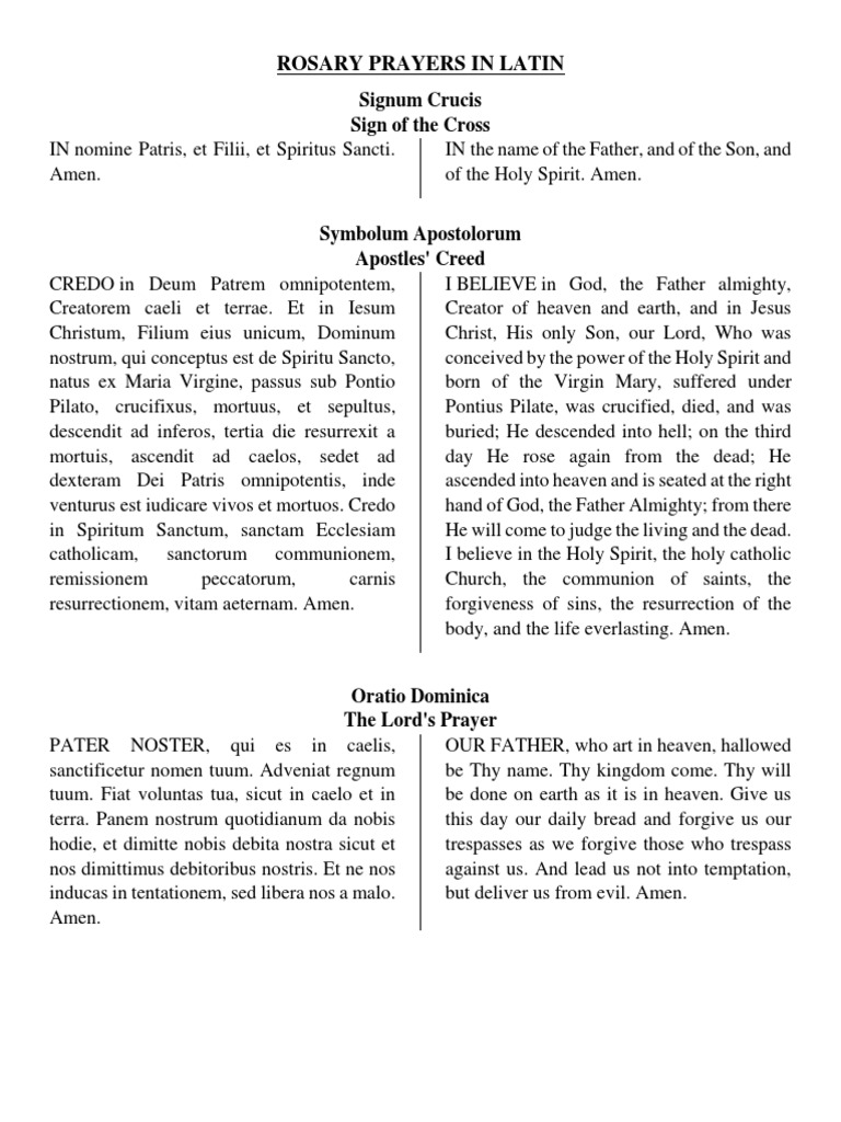 Rosary Prayers in Latin | PDF | Western Christianity | Catholic Spirituality