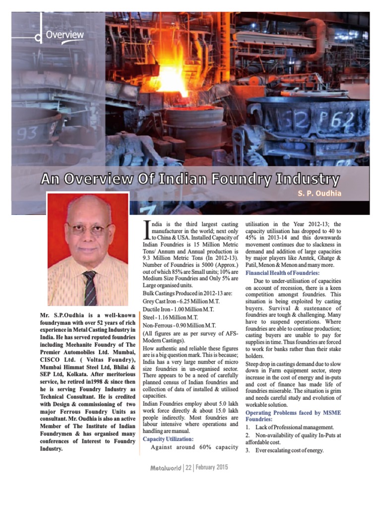 An Overview of Indian Foundry Industry | PDF | Foundry | Energy ...