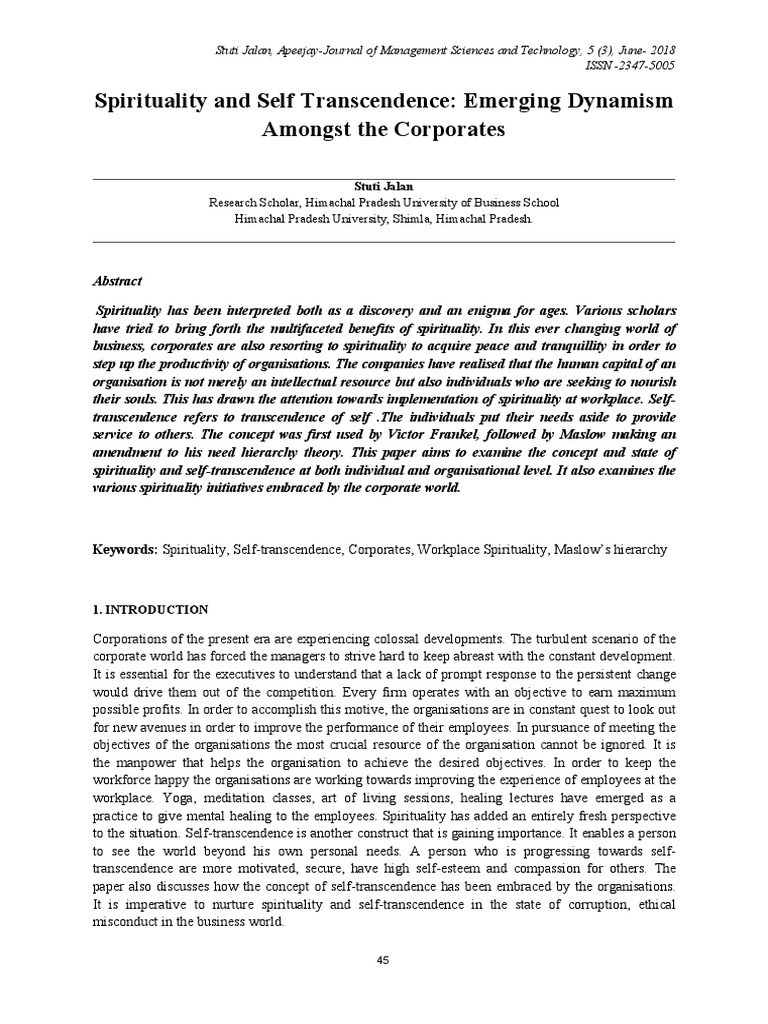 Transcendence and Spirituality | PDF | Spirituality | Transcendence ...