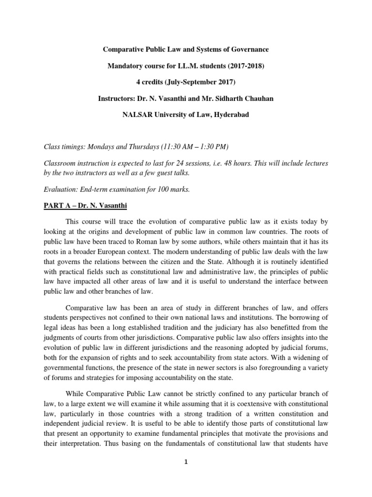 LLM Comparative Public Law (July-Oct 2017) | PDF | Comparative Law ...