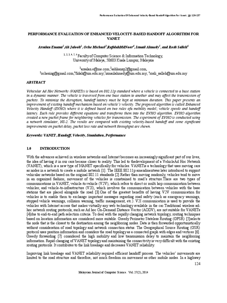 Performance Evaluation of Enhanced Velocity-Based Handoff Algorithm For | PDF | Routing ...