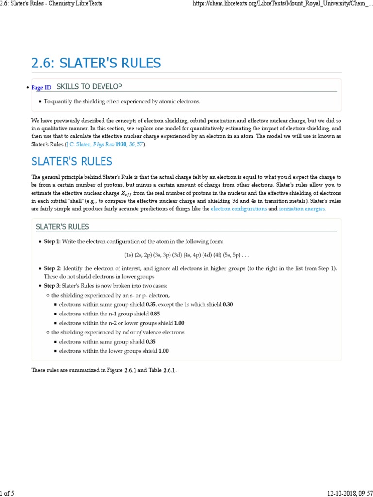 Slater's Rule | PDF | Electron | Electric Charge